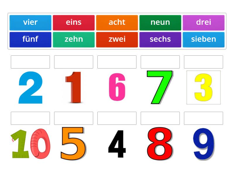 Die Zahlen 1- 10 - Une las parejas