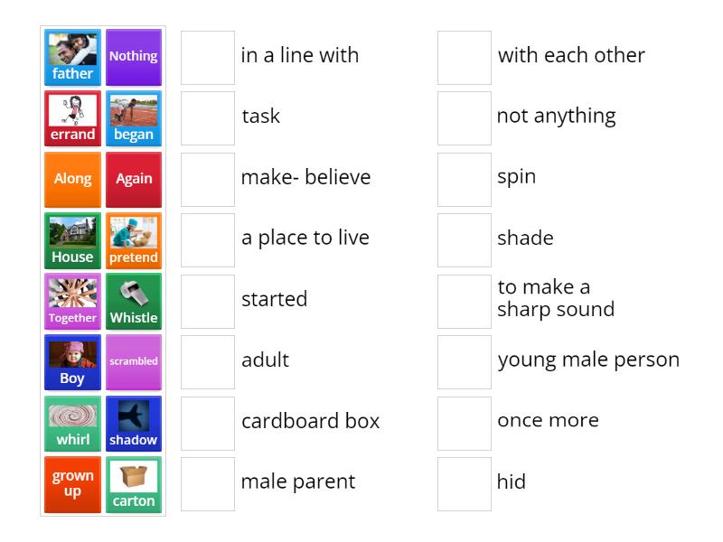 Whistle for Willie Vocabulary words - Match up