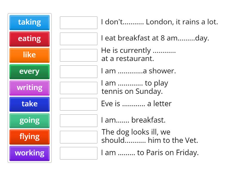 presente simple y presente continuo. - Match up