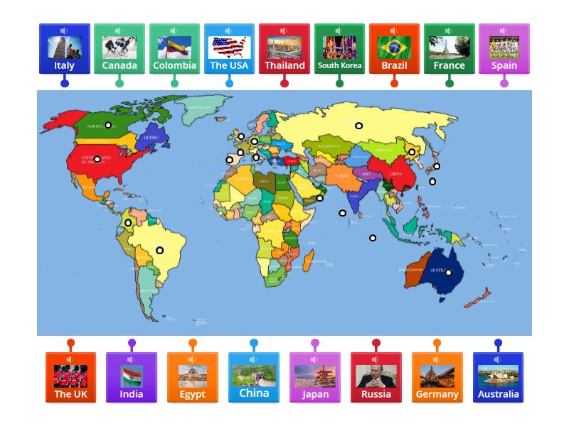 Find the countries in the map - Labelled diagram