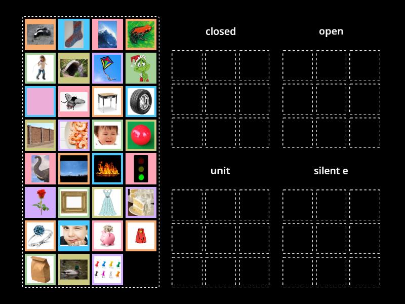 6.1 Picture sort closed, open, unit, silent e - Group sort