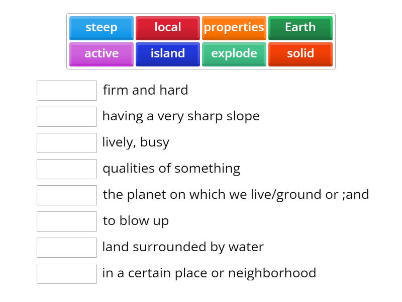 Volcanoes Vocab - Match up
