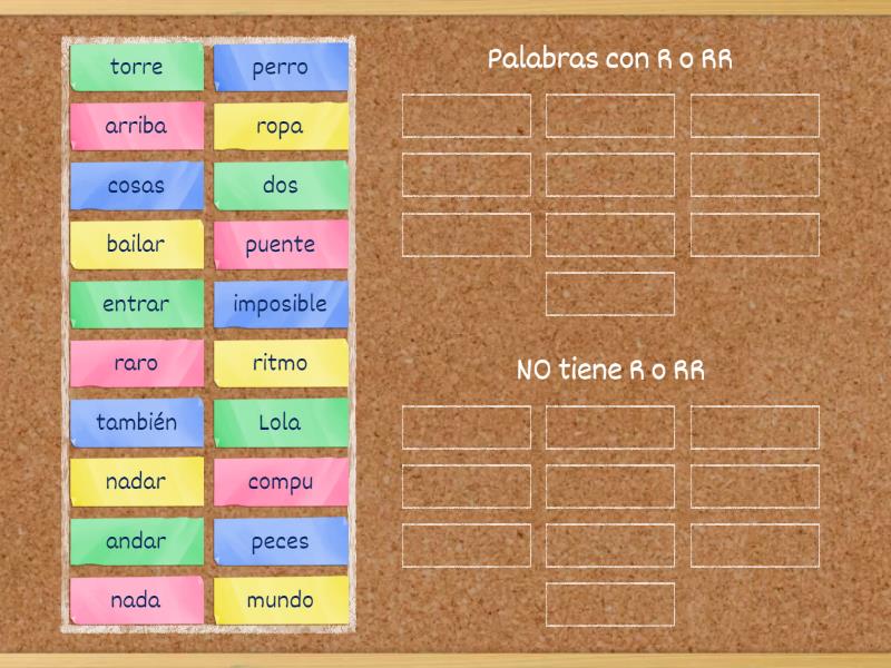 Palabras con R o RR - Group sort
