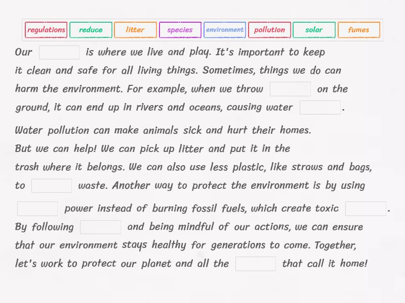 Misha Environment - Complete the sentence