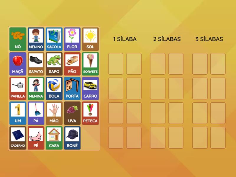 JOGO DO NÚMERO DE SÍLABAS - Group sort