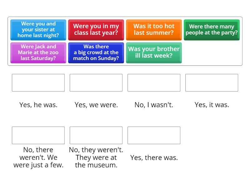 Questions and Answer Was Were - Match up