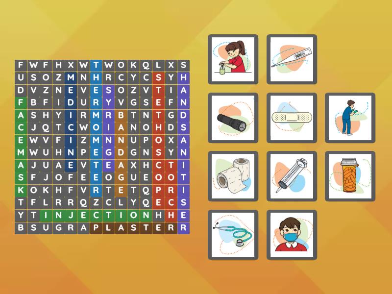 Word search Going to the doctor vocabulary - Wordsearch