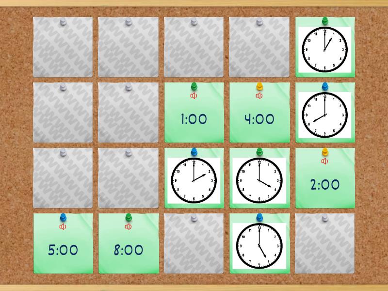 Telling Time (Hours) - Matching pairs
