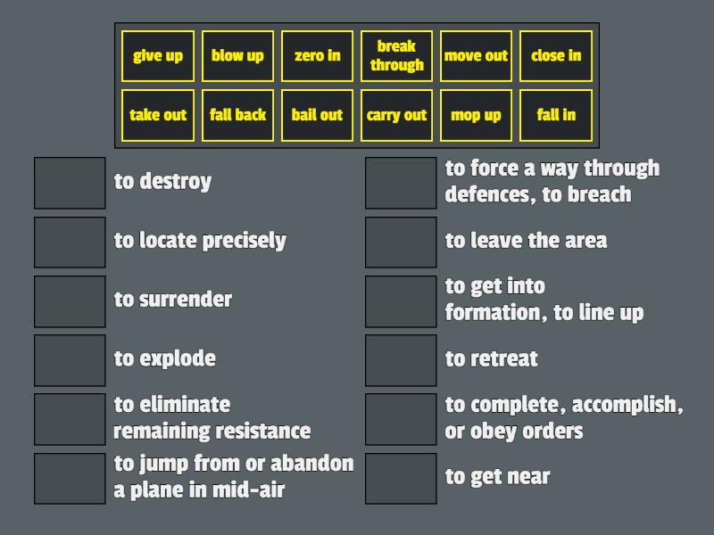 Phrasal Verbs for the Military - Match up