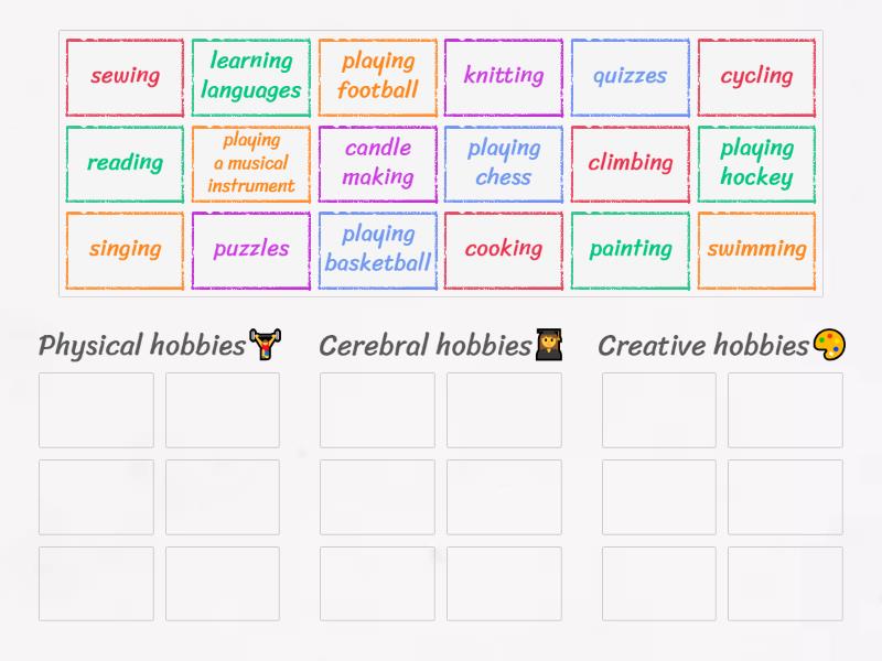 hobbies - Group sort