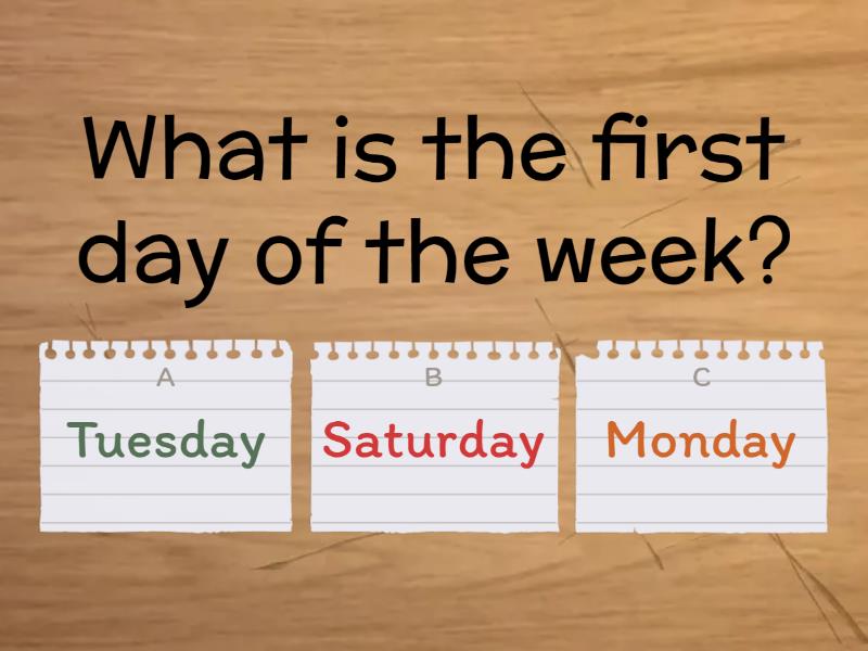 Days of the Week - Quiz