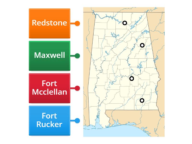 Alabama Military Bases - Labelled diagram