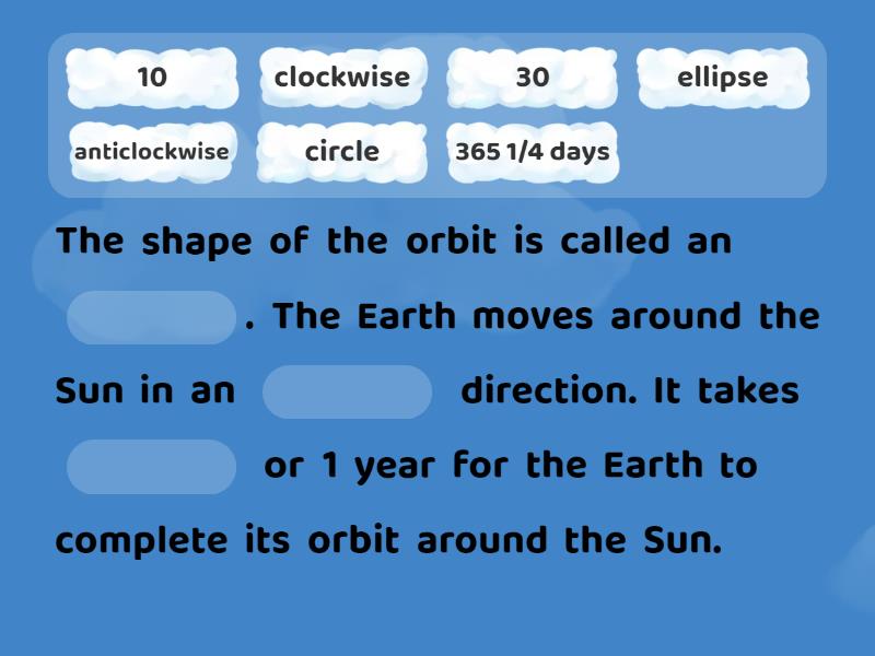 Solar system - Complete the sentence