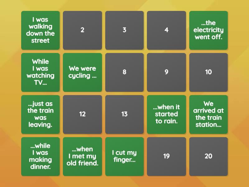 Past Continuous and Past Simple - A2+ - Matching pairs