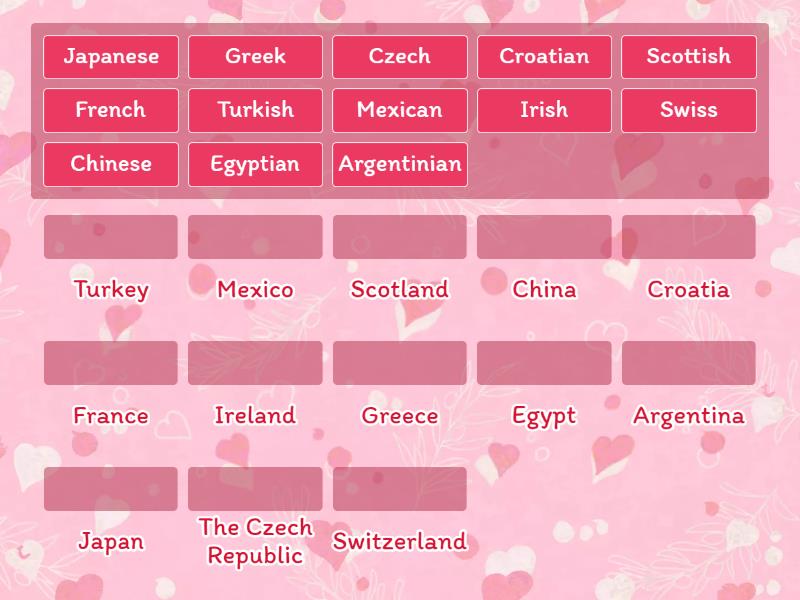 1B countries - Match up