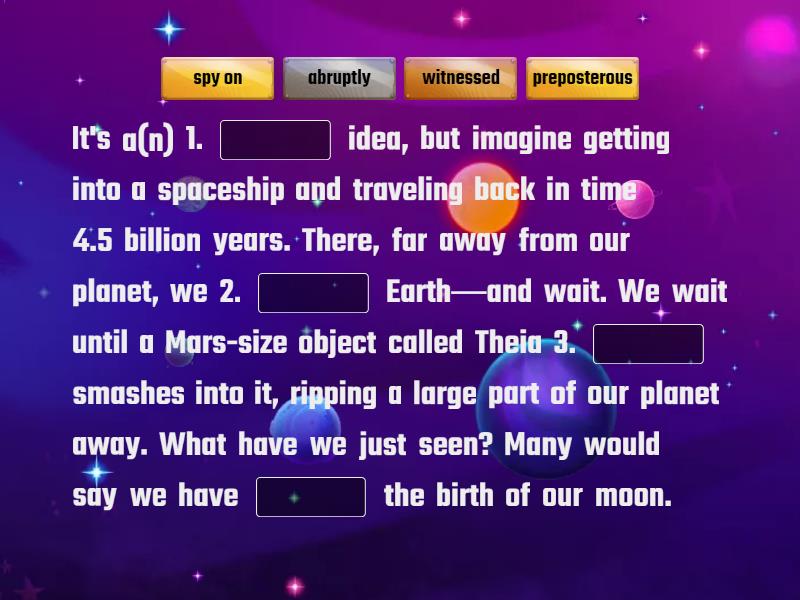 REXL4U10A Black holes Vocabulary Practice - Complete the sentence