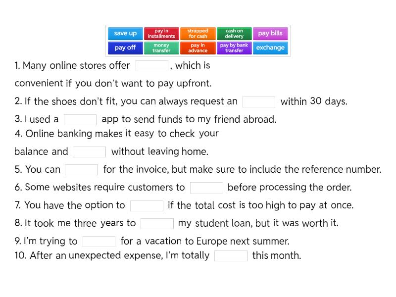 OET B2 unit 6 - Completar la frase