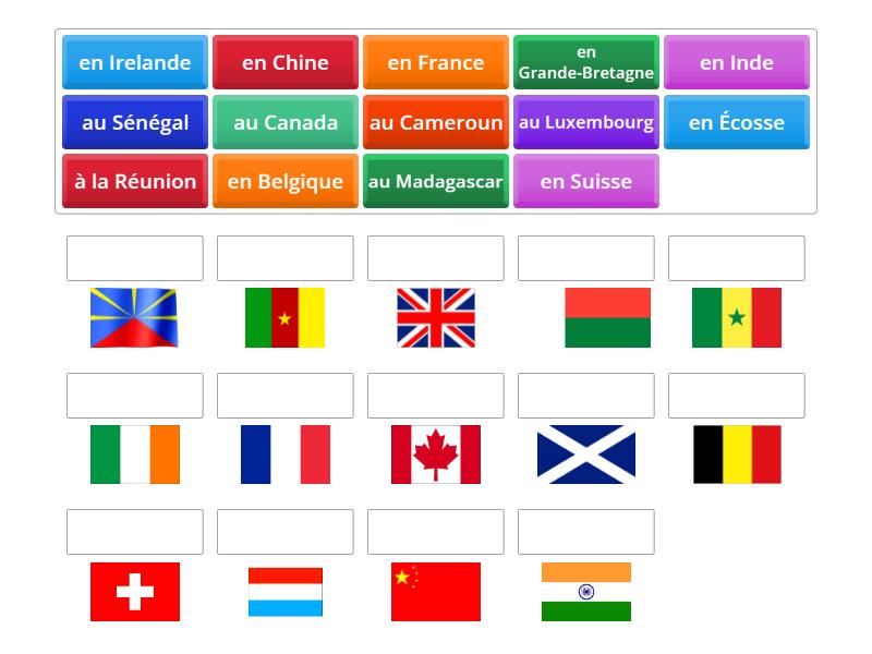 les pays et prepositions - Match up