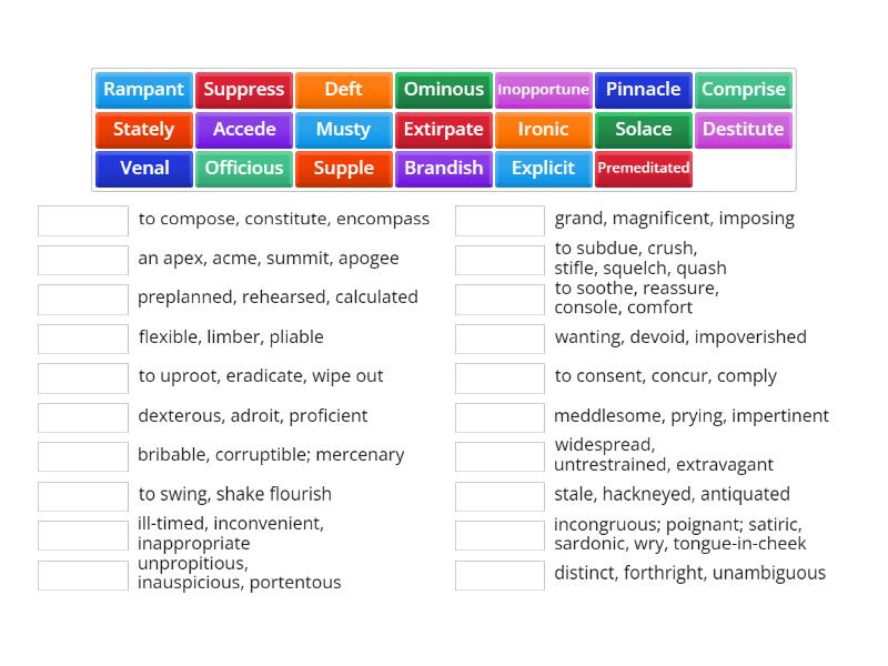 Unit 6 Synonyms - Match up