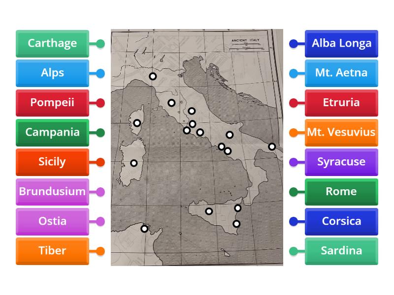 Ancient Italy Map Activity - Labelled diagram