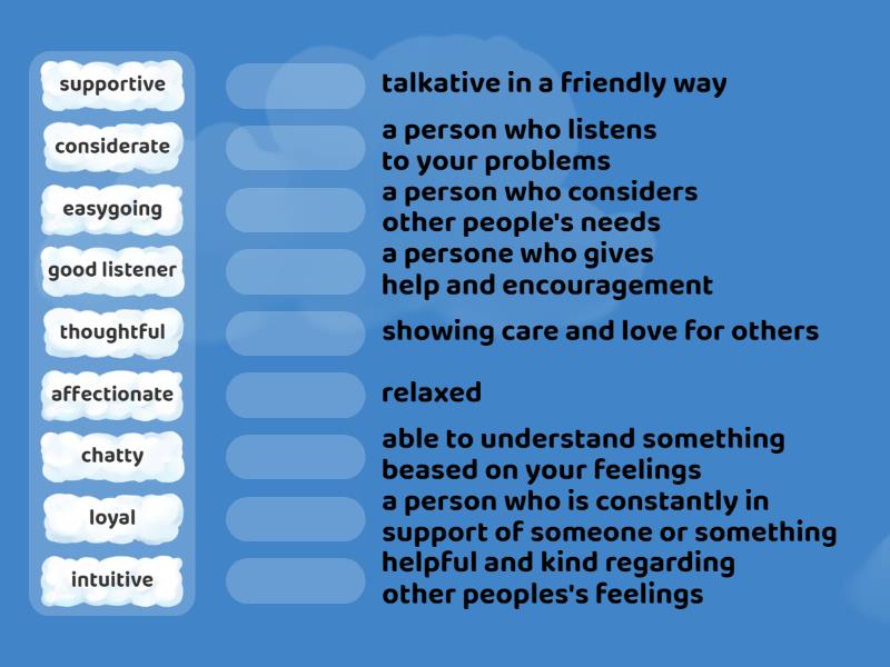 Describing friends - Match up