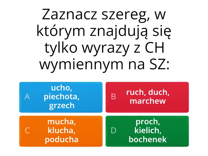CH wymienne na SZ - Quiz