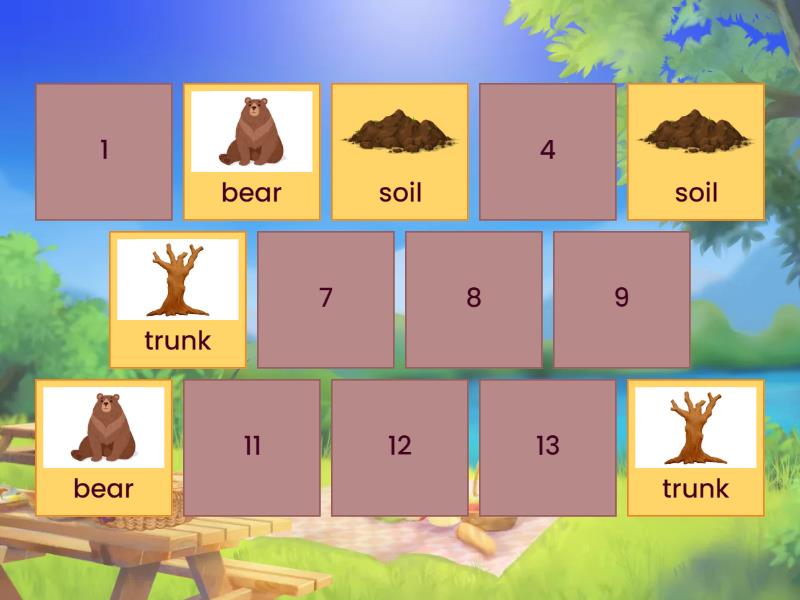 Bear Vocabulary Matching - Matching pairs