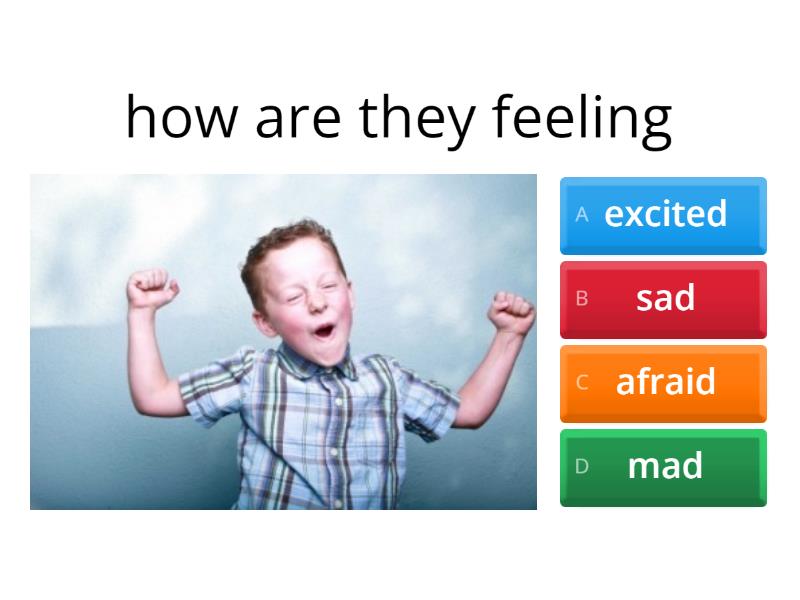 Identifying emotions; frustrated, excited, embarrassed & afraid - Quiz