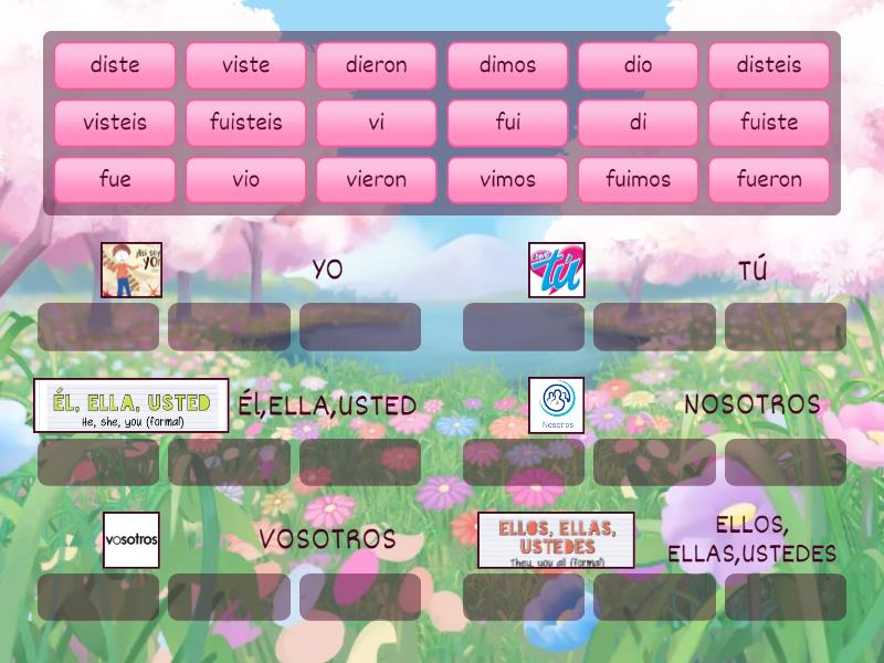 : Verbos Irregulares Pretérito - SER/IR/VER/DAR - Group sort