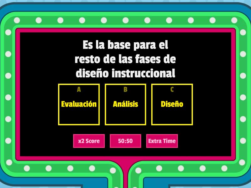 Etapas del modelo de diseño instruccional: ADDIE - Gameshow quiz
