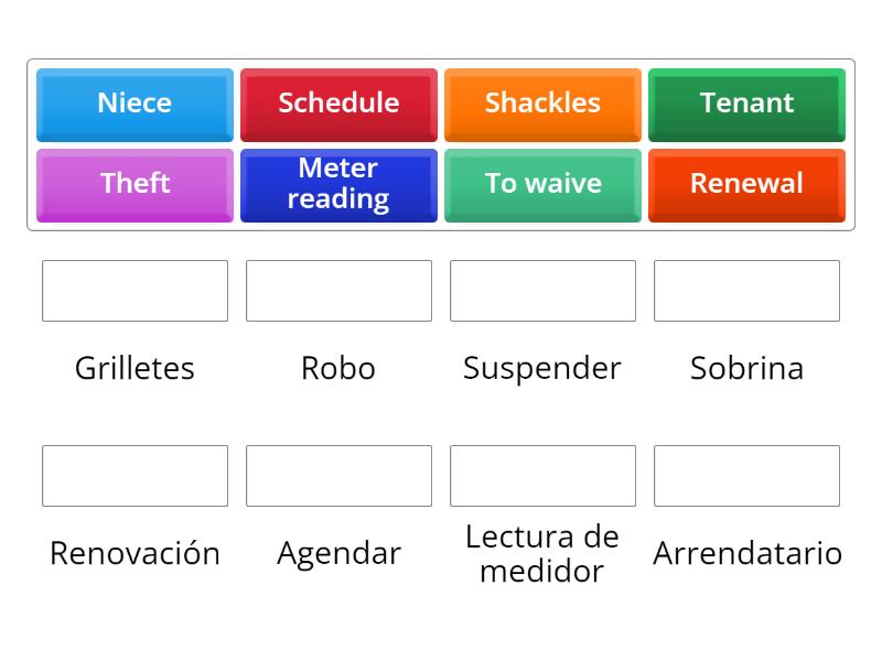 Basic general terminology 2 - Une las parejas