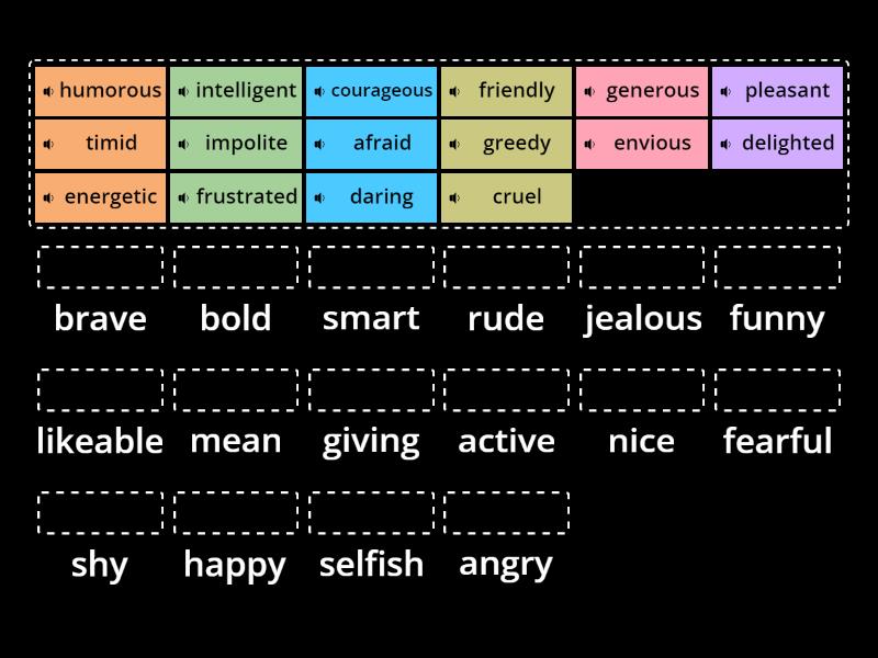 Charater Traits Synonyms - Match up