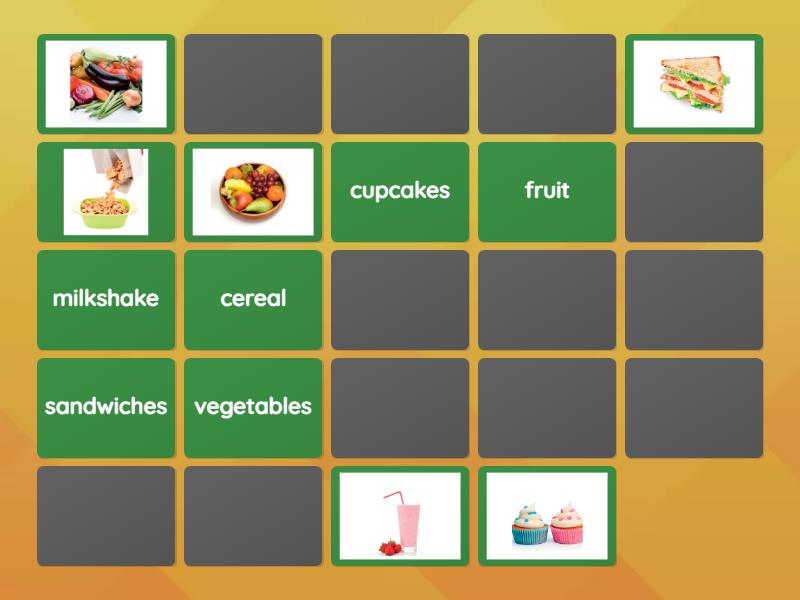 Team Together 3 Unit 2 Food - pelmanism - Matching pairs