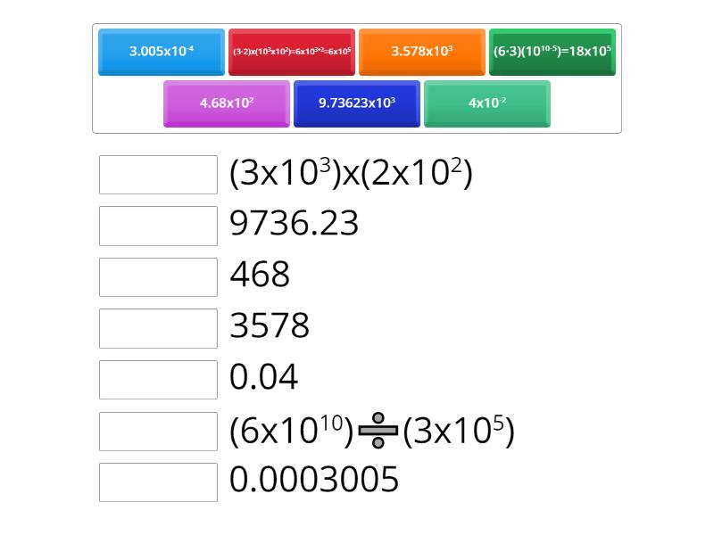 Scientific Notation - Match up