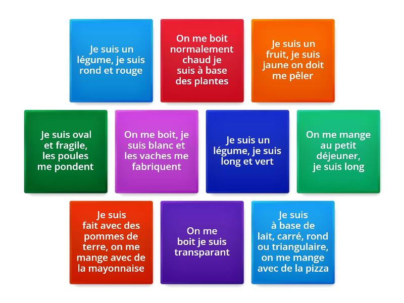 Devinettes - aliments - Flip tiles