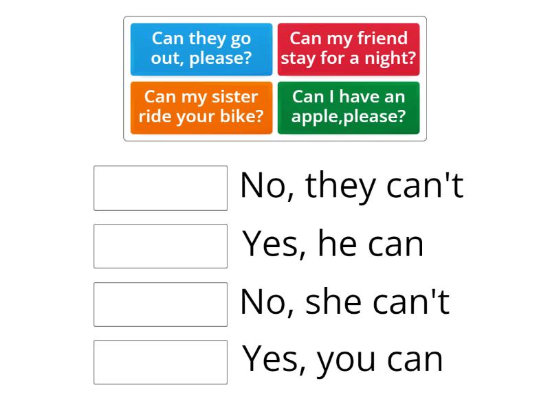 Can...? question - answer - Match up