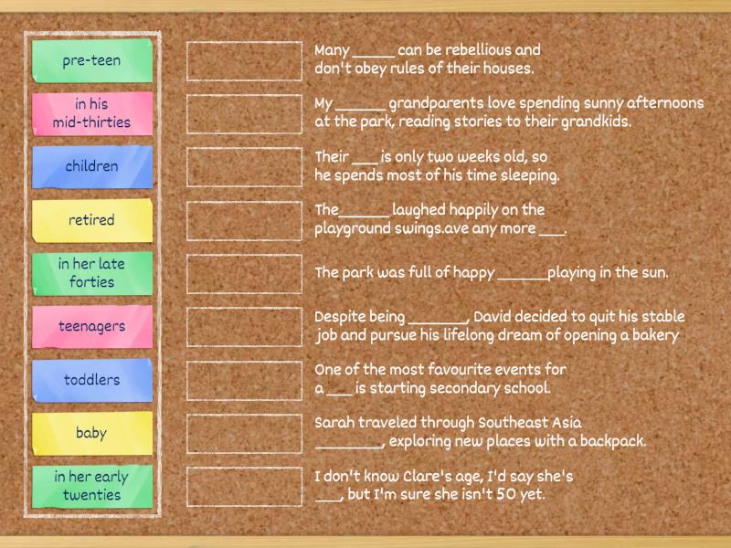 Stages of life EF Intemediate Plus 3A - Match up