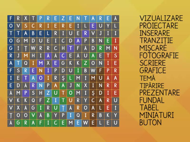 Gaseste cuvinte POWERPOINT - Căutare de cuvânte