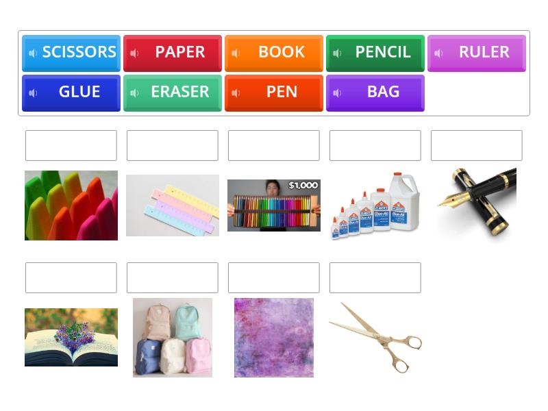 SCHOOL OBJECTS - Match up