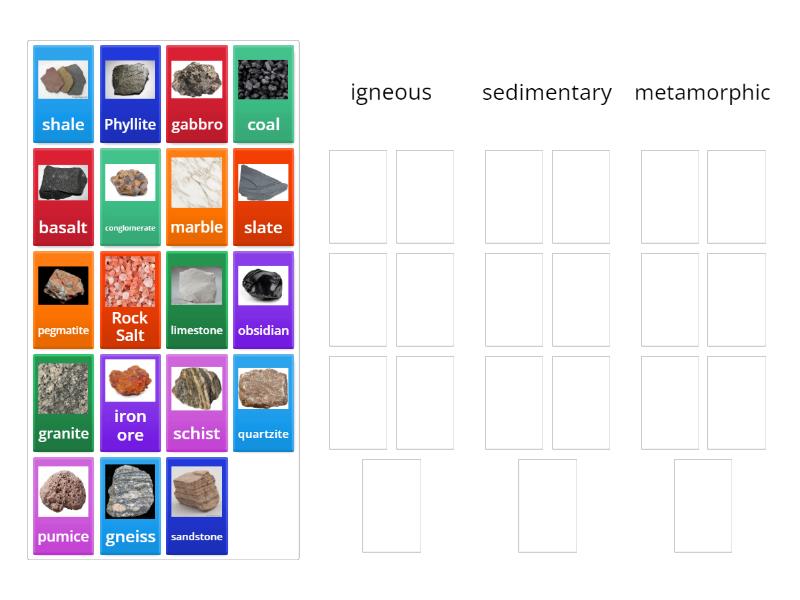 Rocks and Minerals - Group sort