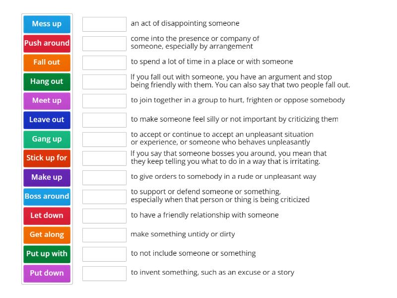 Friendship Phrasal Verbs - Match up