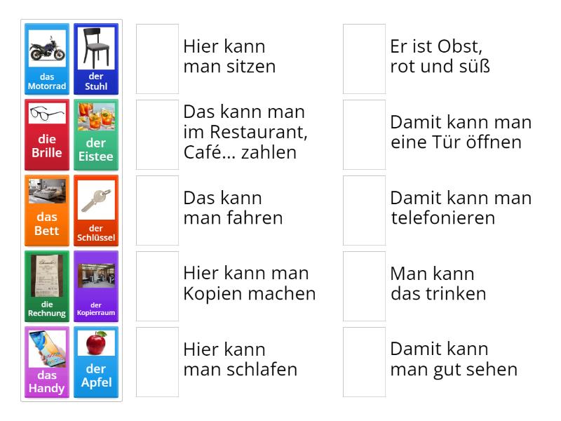 Wortschatz - Wiederholung A1.1 (Das Leben) - Match up
