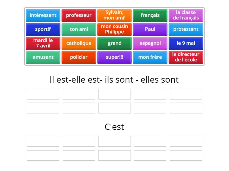 C'est vs. il est-elle est-ils sont-elles sont - Group sort