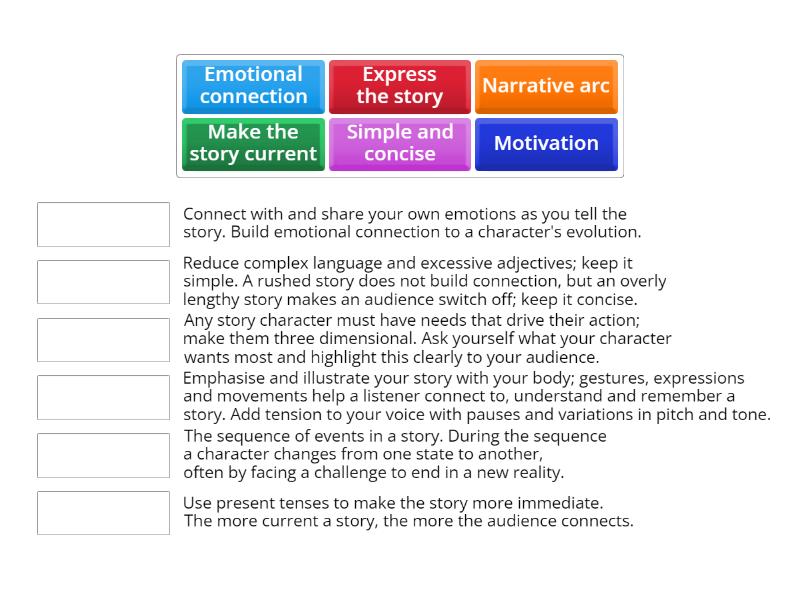 Story-Telling Techniques - Match up