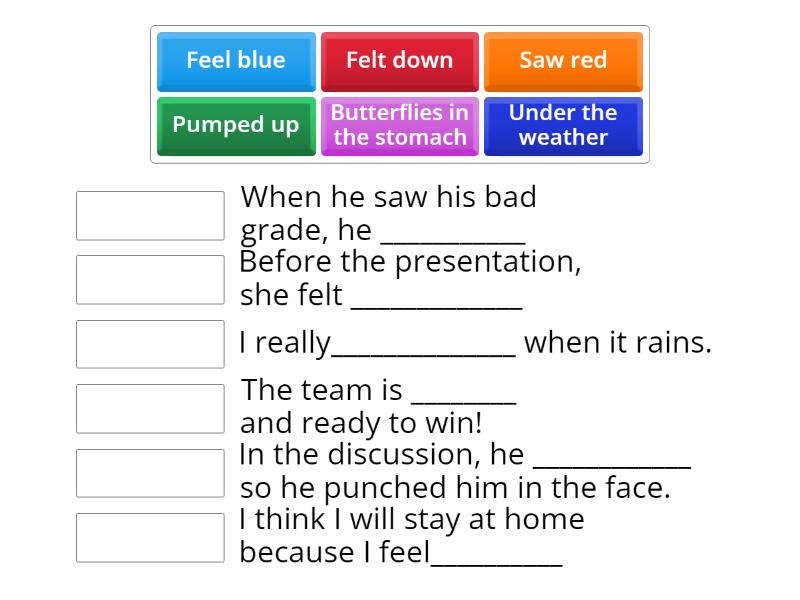 Feelings and emotions vocabulary - Match up