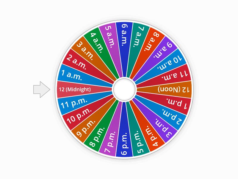 24 Hour clock - Spin the wheel