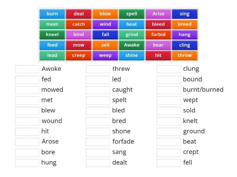 Past Simple unusual Verbs - Match up