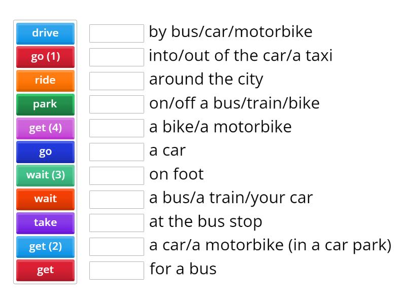 Verbs with transport - Match up