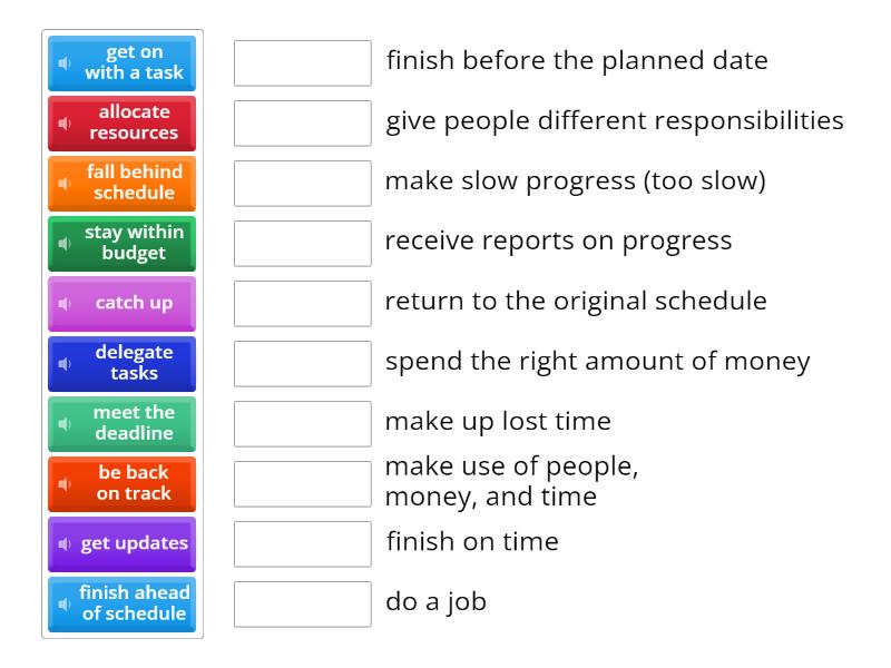 Business Result Intermediate U3 Projects Vocabulary - Match up