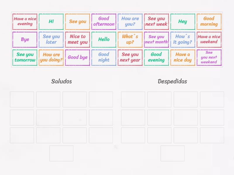 Saludos y despedidas 2 - Pengurutan grup